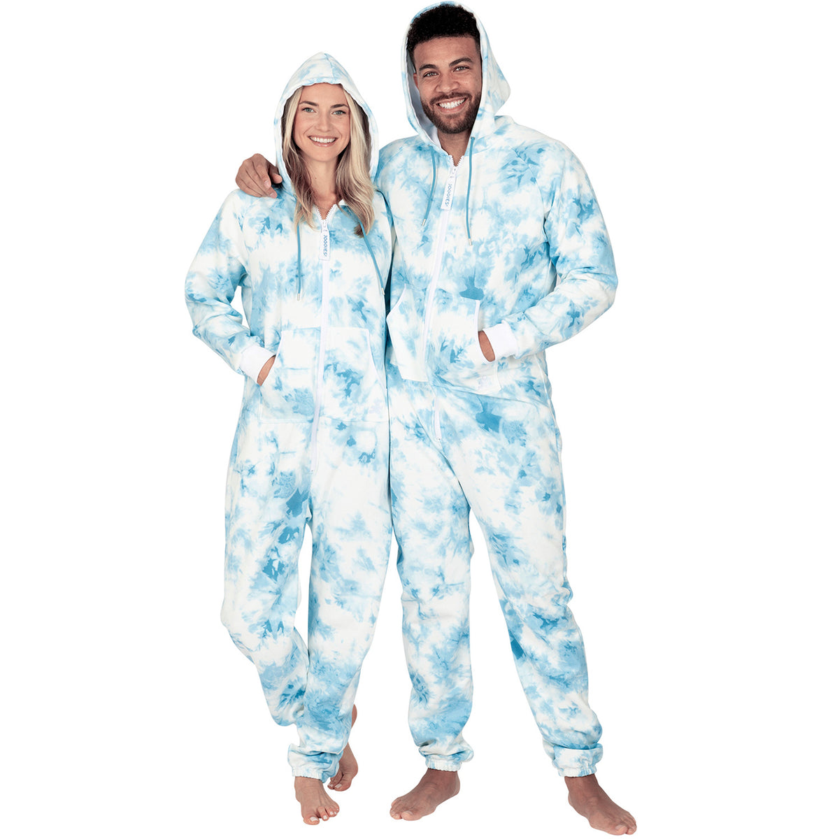 Tie Dye Blue - Family Matching Hoodie Footed Pajamas | Onesies for Boys ...