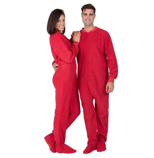 Bright Red - Family Matching Footed Pajamas | Onesies for Boys, Girls ...