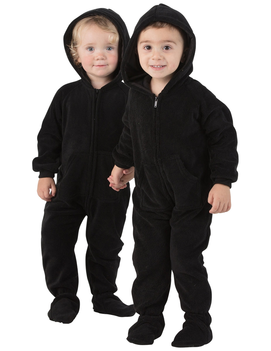 Jet Black Hoodie One Piece - Adult Hooded Footed Pajamas | Hooded One ...